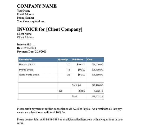 How to write a service invoice for your clients | Yelp for Business